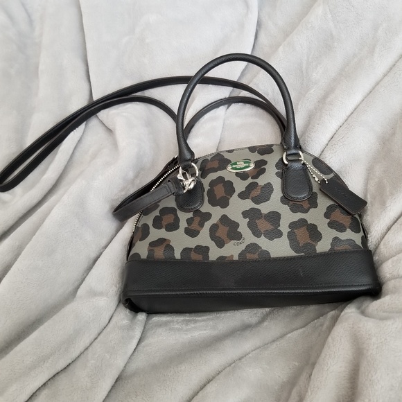 Coach | Bags | Coach Mini Cora Domed Satchel With Ocelot Print | Poshmark